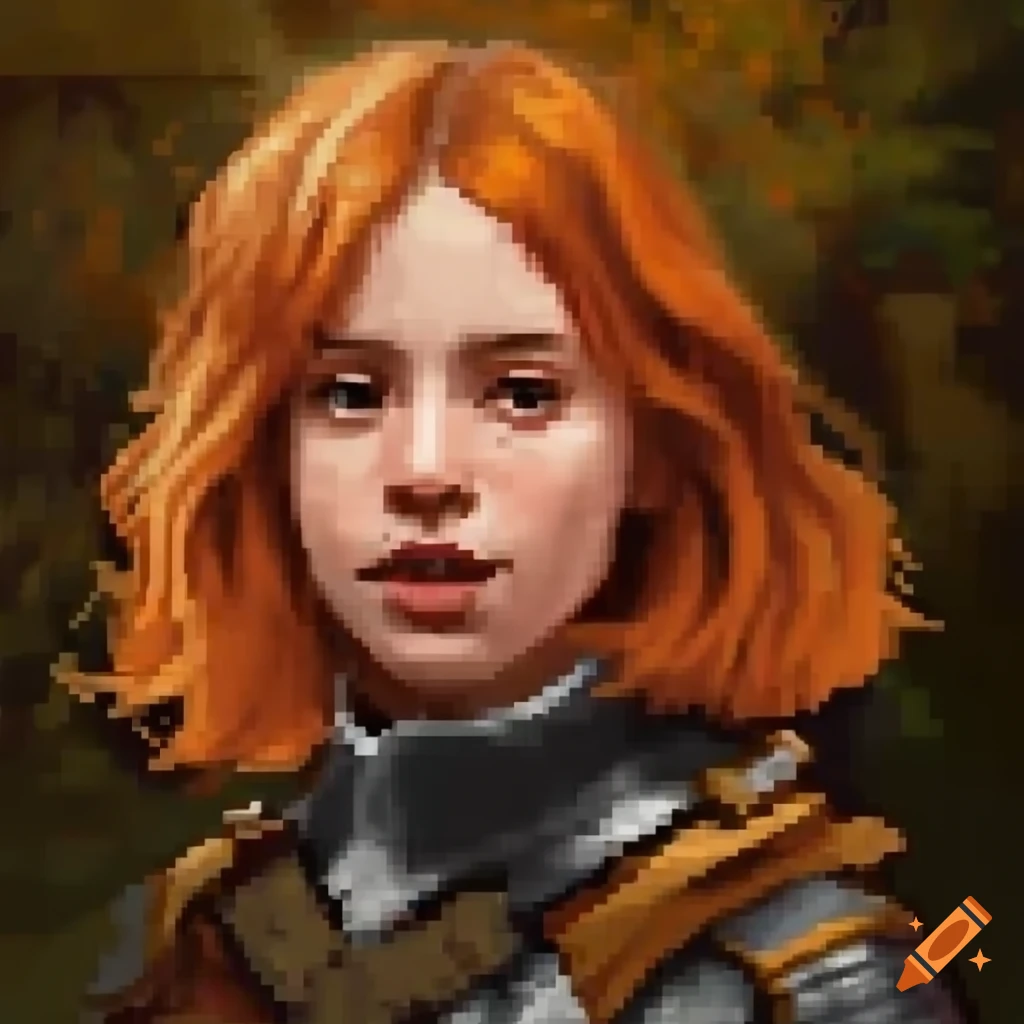 Pixelart hyperrealism portrait of german jrpg heroine with wolf pelt ...