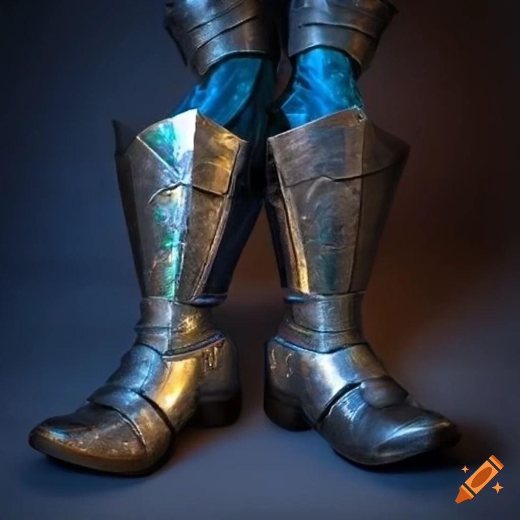 Adorned mithril plated knight magic boots for rpg game on Craiyon