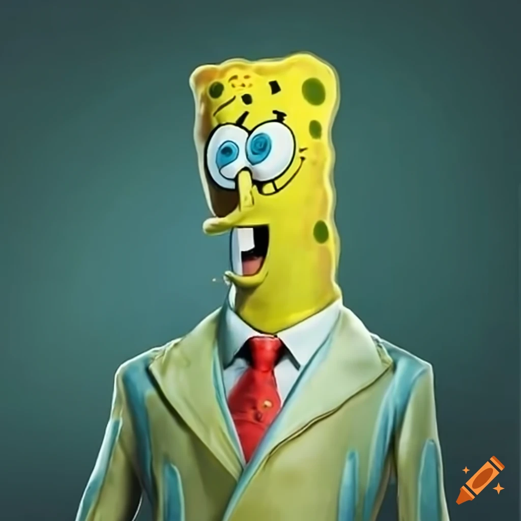Spongebob dressed in a suit on Craiyon