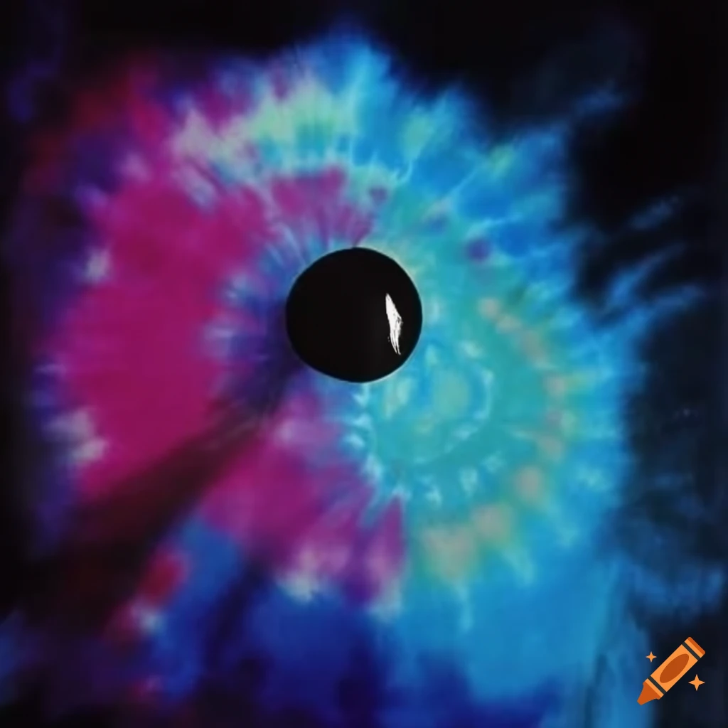 Psychedelic tie-dye album cover inspired by Pink Floyd's Meddle on Craiyon