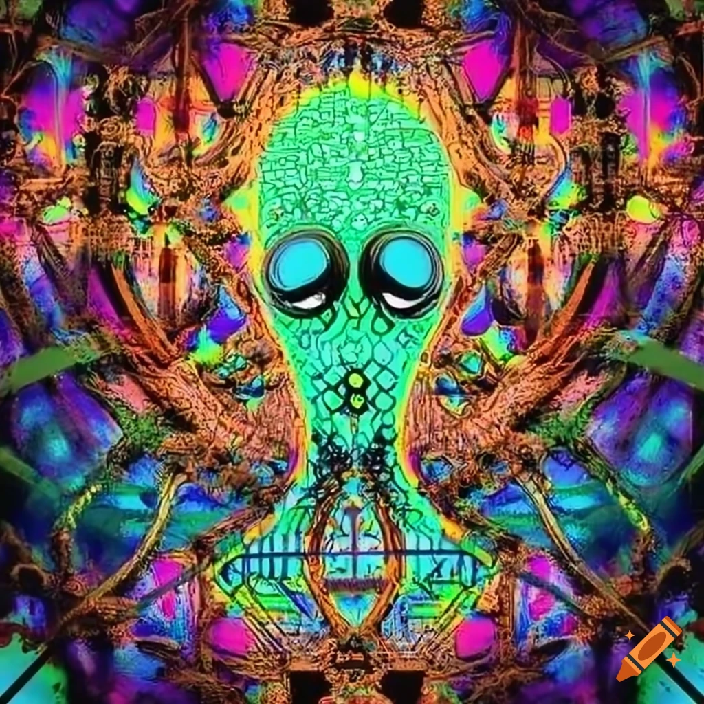 Psychedelic alien tree in retro futurism style on Craiyon