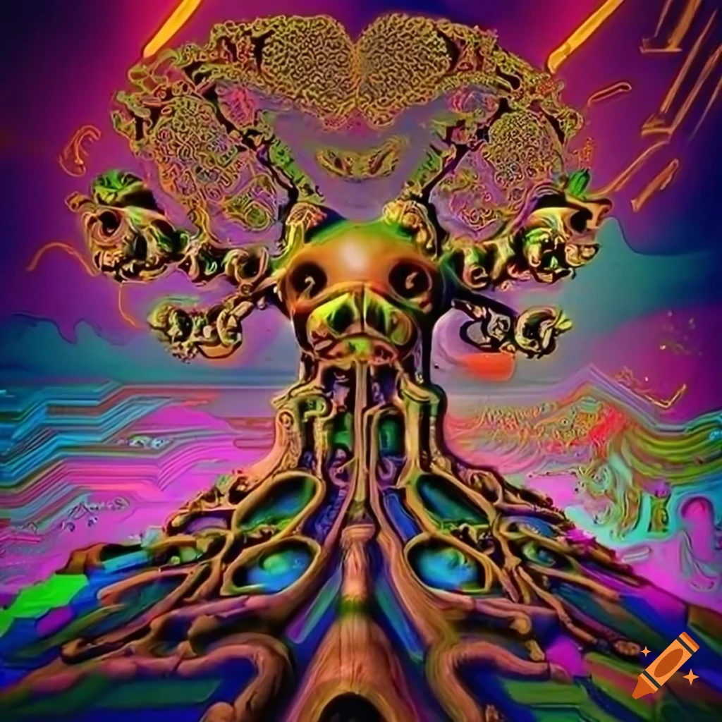 Psychedelic alien tree in retro futurism style on Craiyon