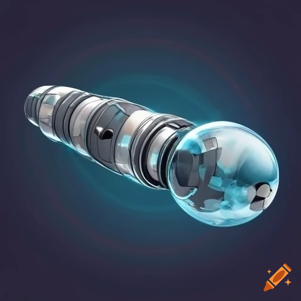 Long silver spaceship made of cylinders and spheres on Craiyon