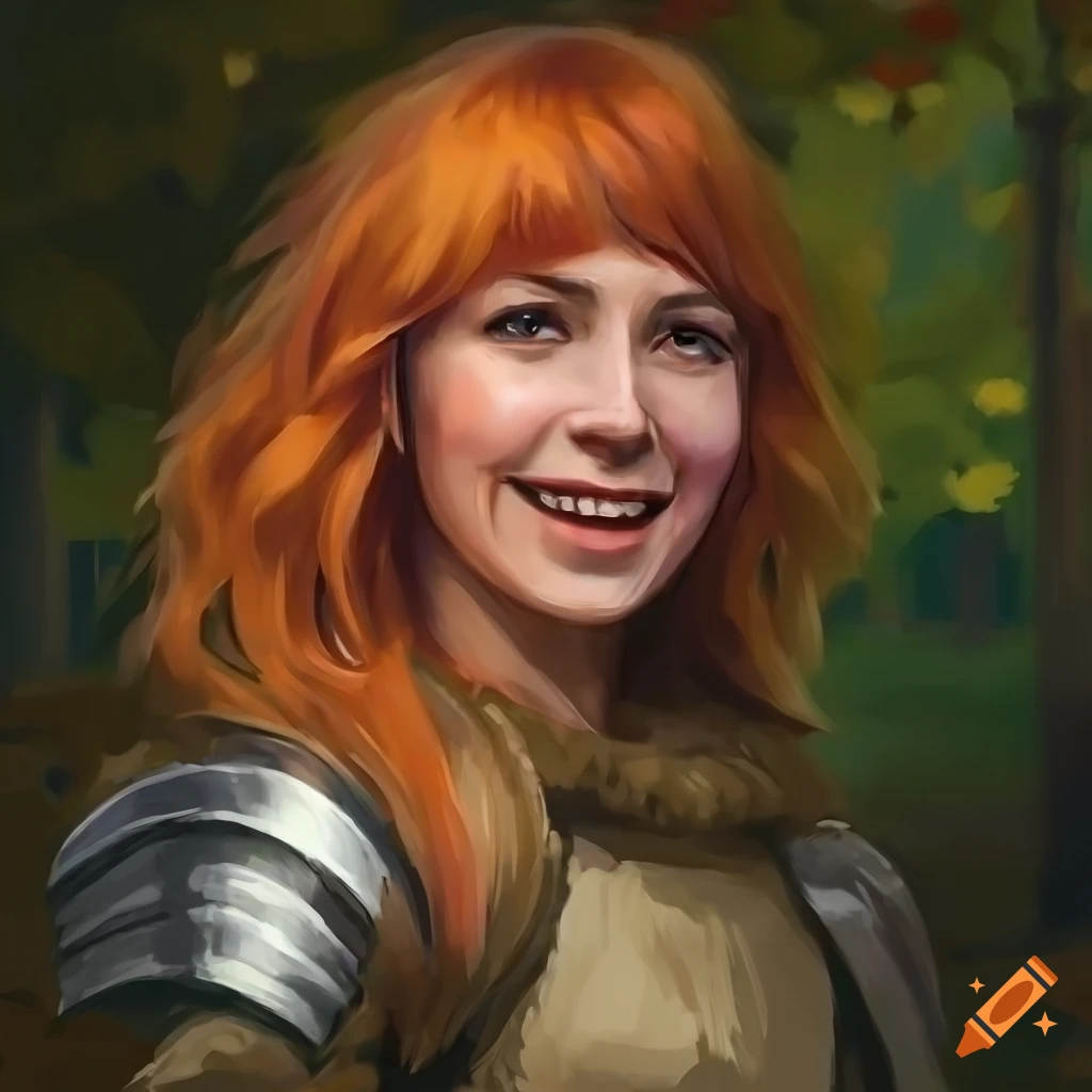 Pixel art hyperrealism portrait of a smiling JRPG heroine in wolf pelt ...