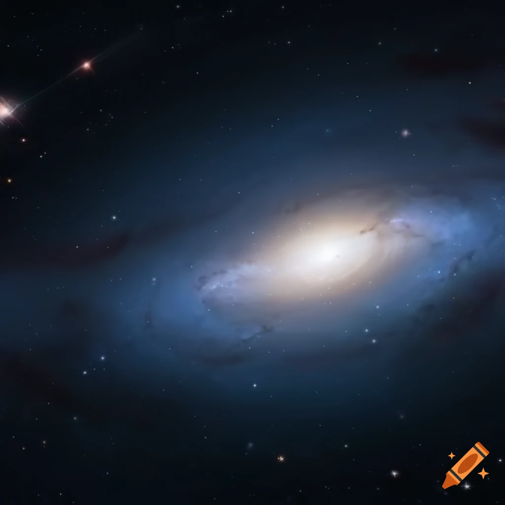 Highly detailed and realistic galaxy in outer space with spiral arms, stars, and gas clouds on ...