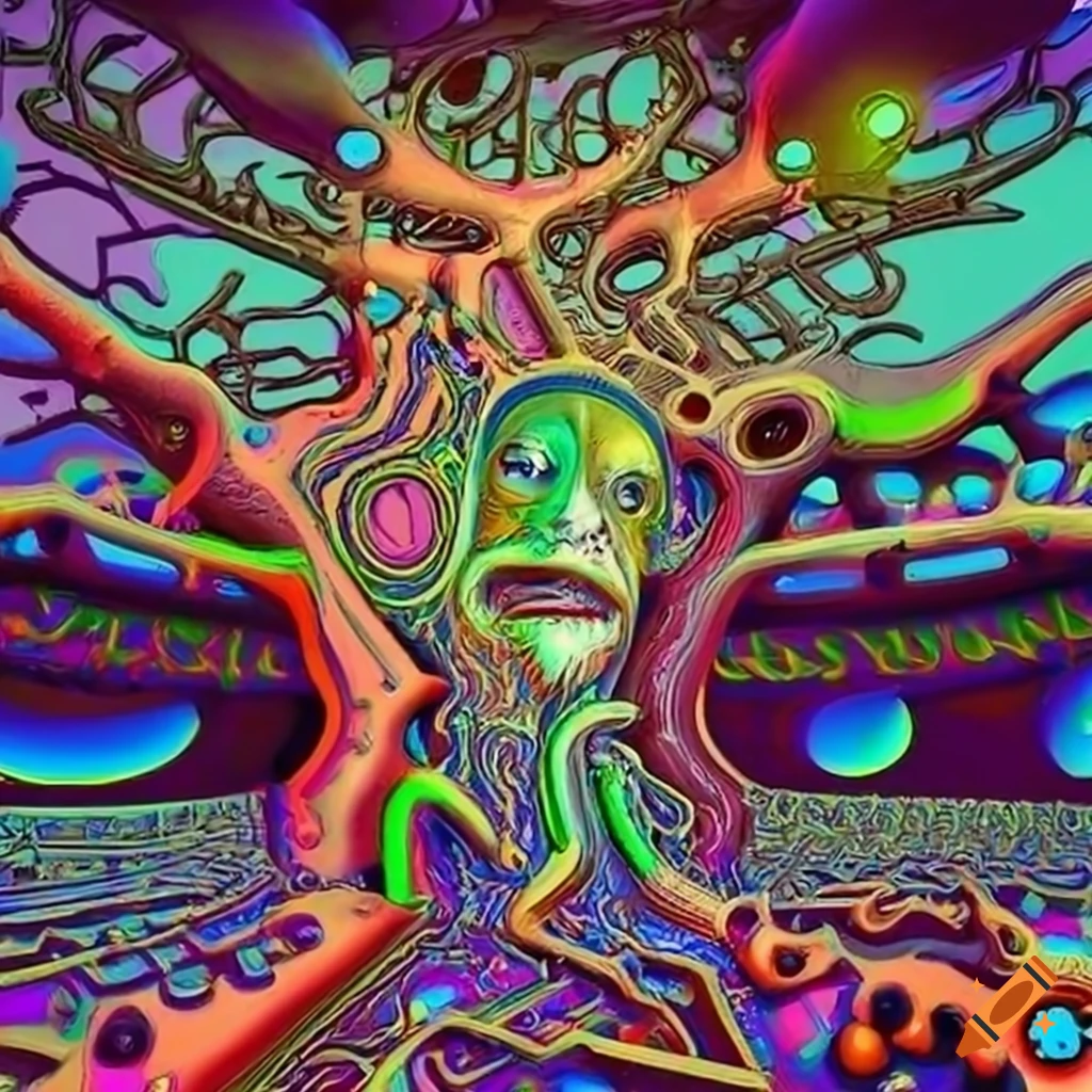 Psychedelic alien tree in electronic circuit board art style on Craiyon