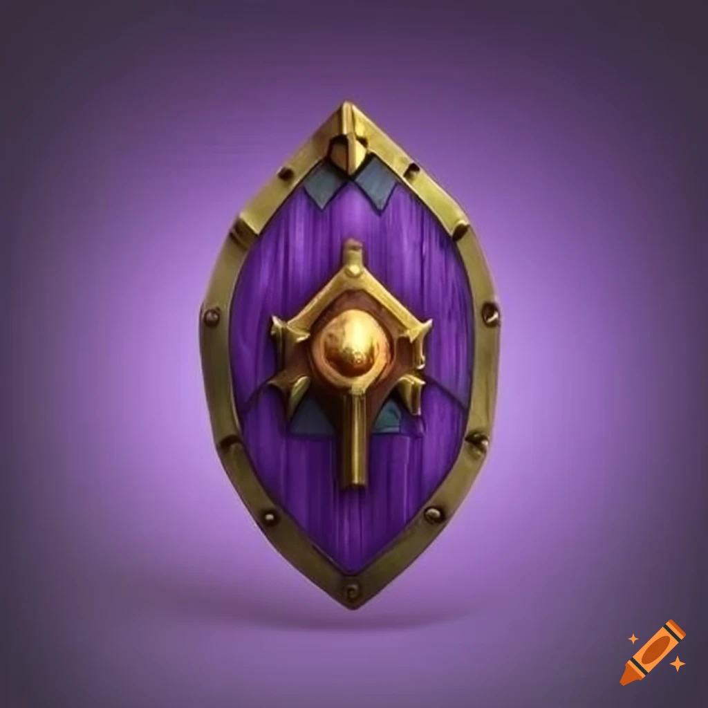 Large purple dwarven expanding shield on Craiyon