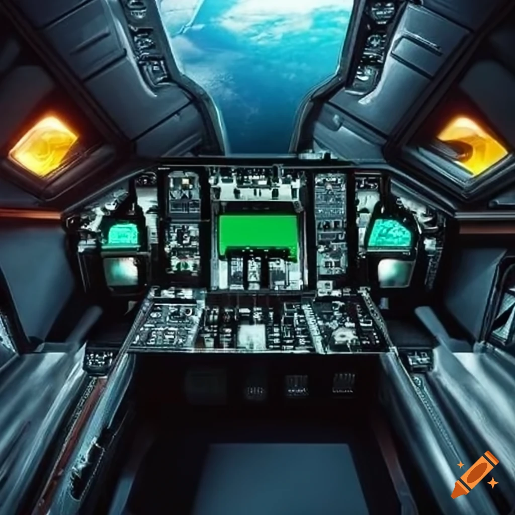 Alien spaceship cockpit interior on Craiyon