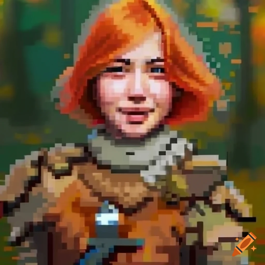 Pixel art hyper-realistic portrait of a smiling russian jrpg heroine ...