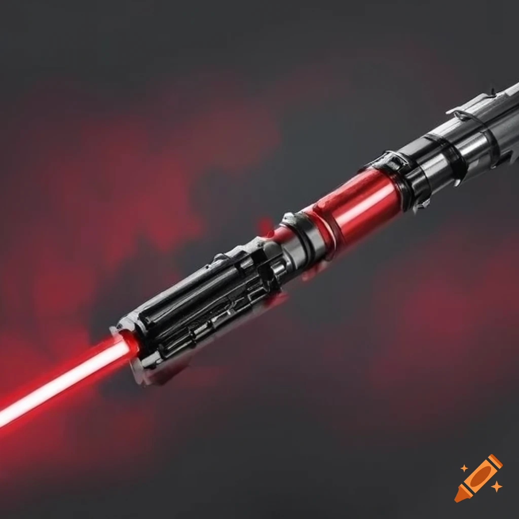 Detailed Sith Lightsaber hilt in black and red colors on Craiyon