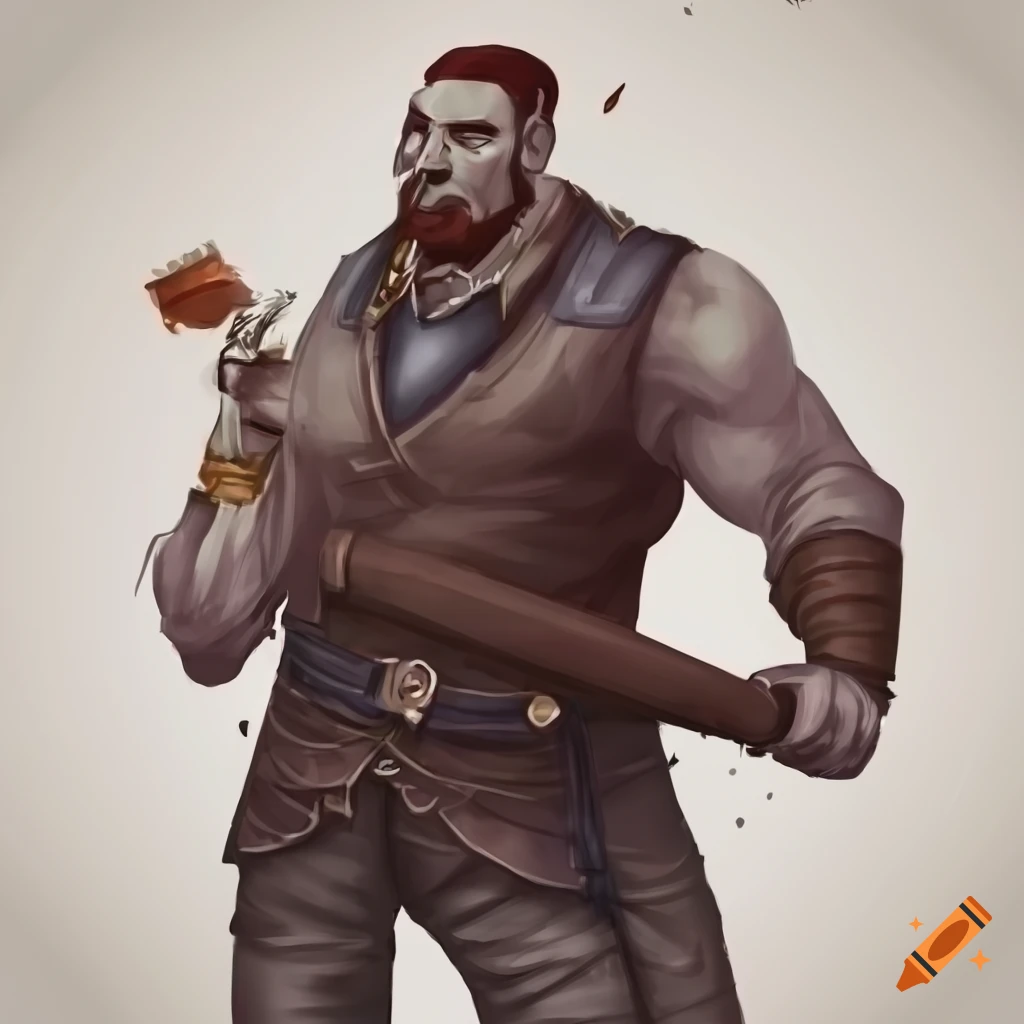Dnd goliath dressed as a bartender on Craiyon