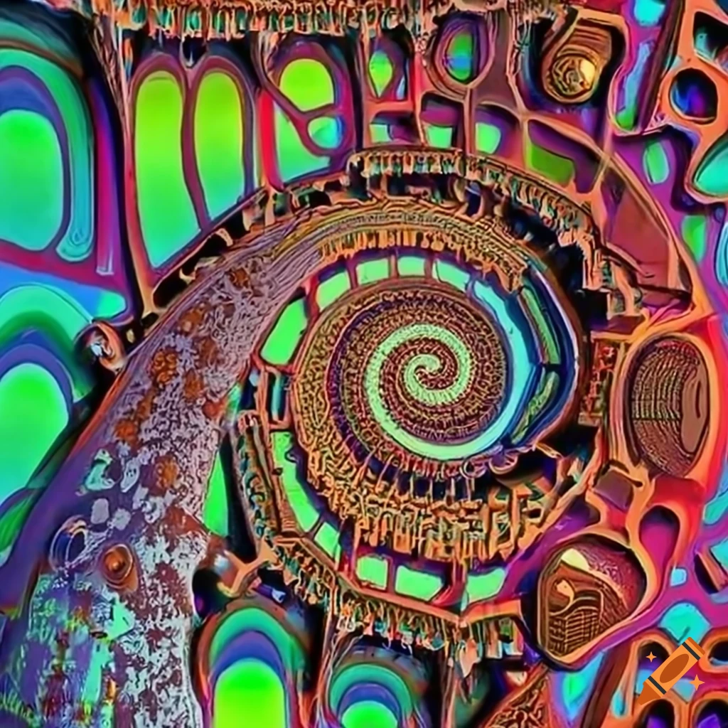 Psychedelic alien tree in electronic circuit board style with tropical ...