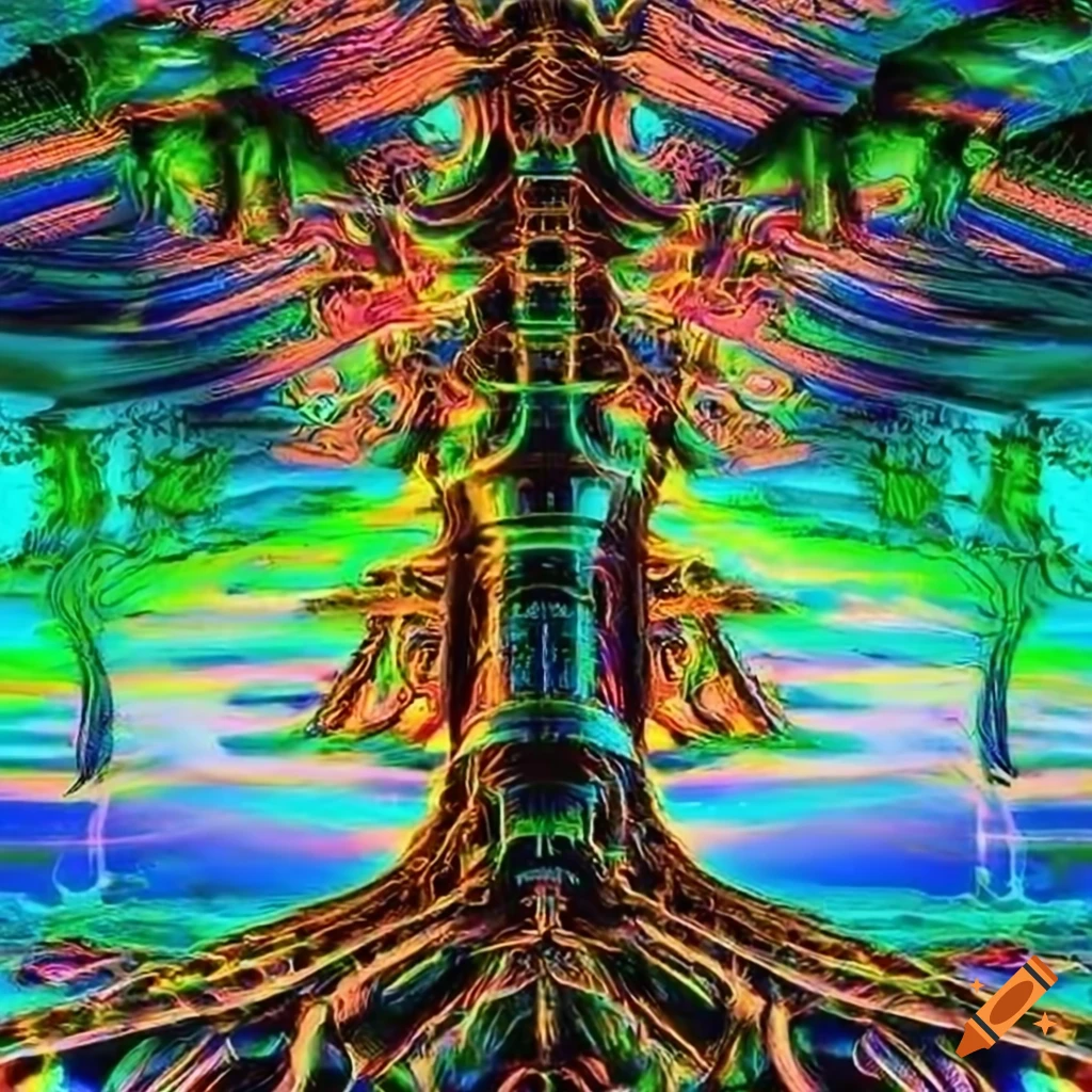 Psychedelic alien tree in retro futurism style on Craiyon