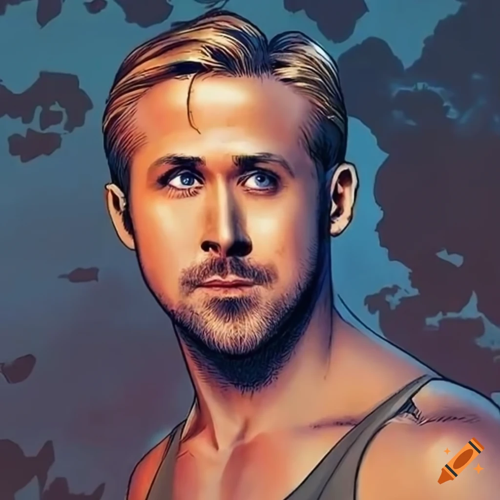 Chiseled features of Ryan Gosling from Ultimate 1610 Universe on Craiyon