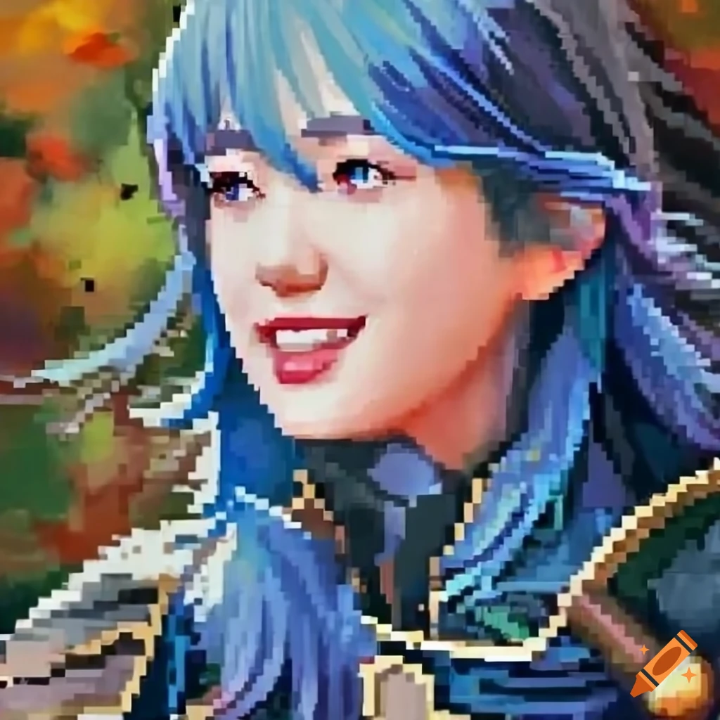 Pixel art hyper-realism painting of lucina from fire emblem honing her ...