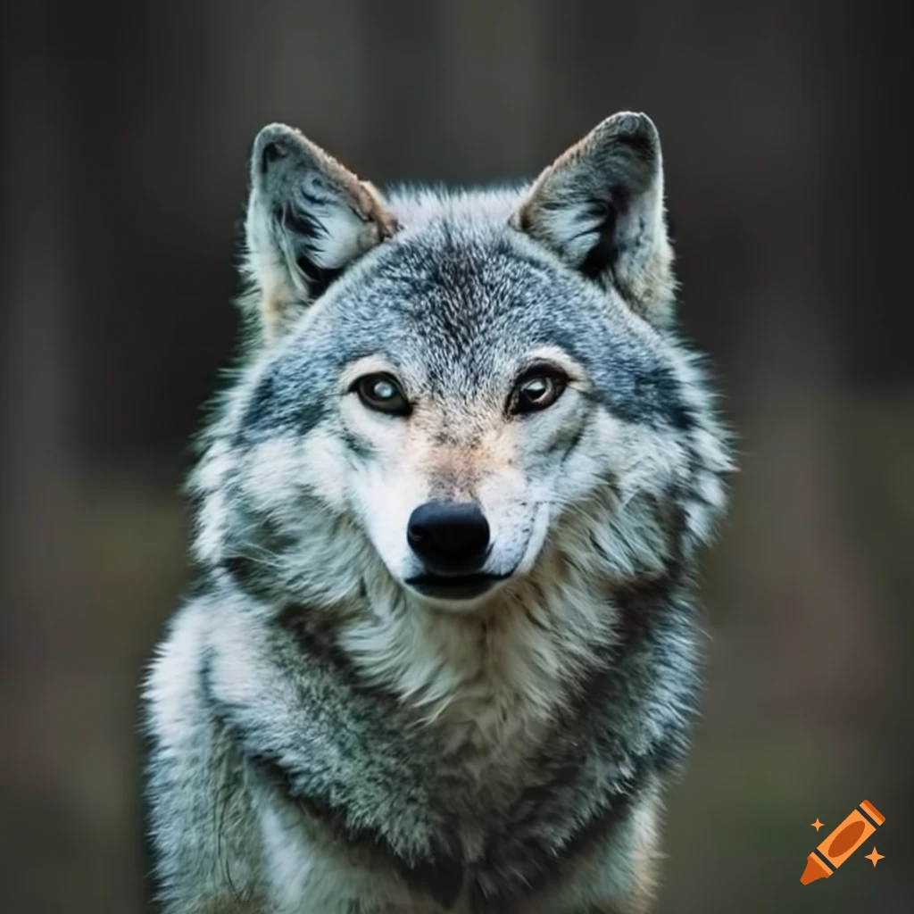 Magnificent silver wolf in its natural habitat on Craiyon