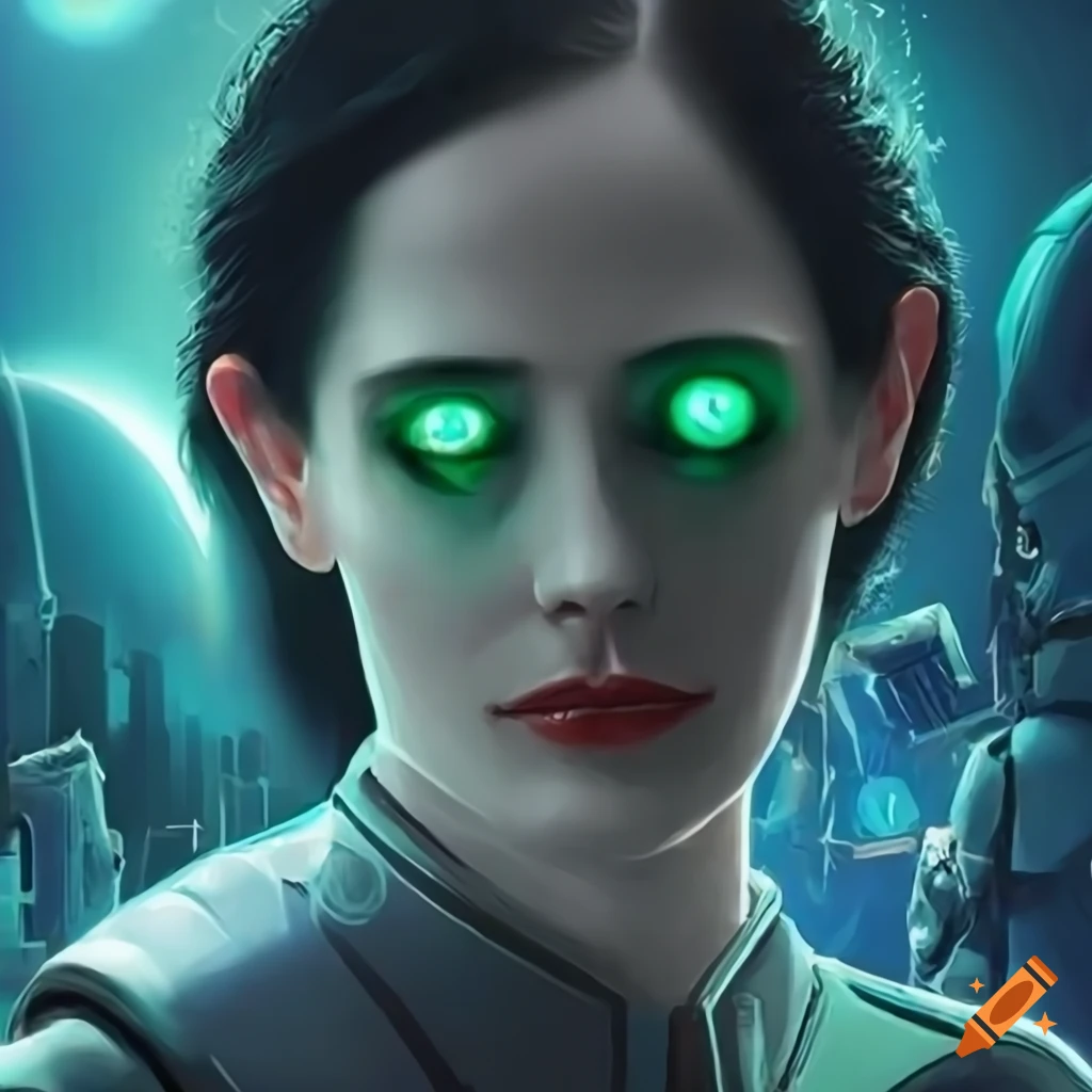 Young Eva Green as a villain scientist commanding 'giant robots' in a ...