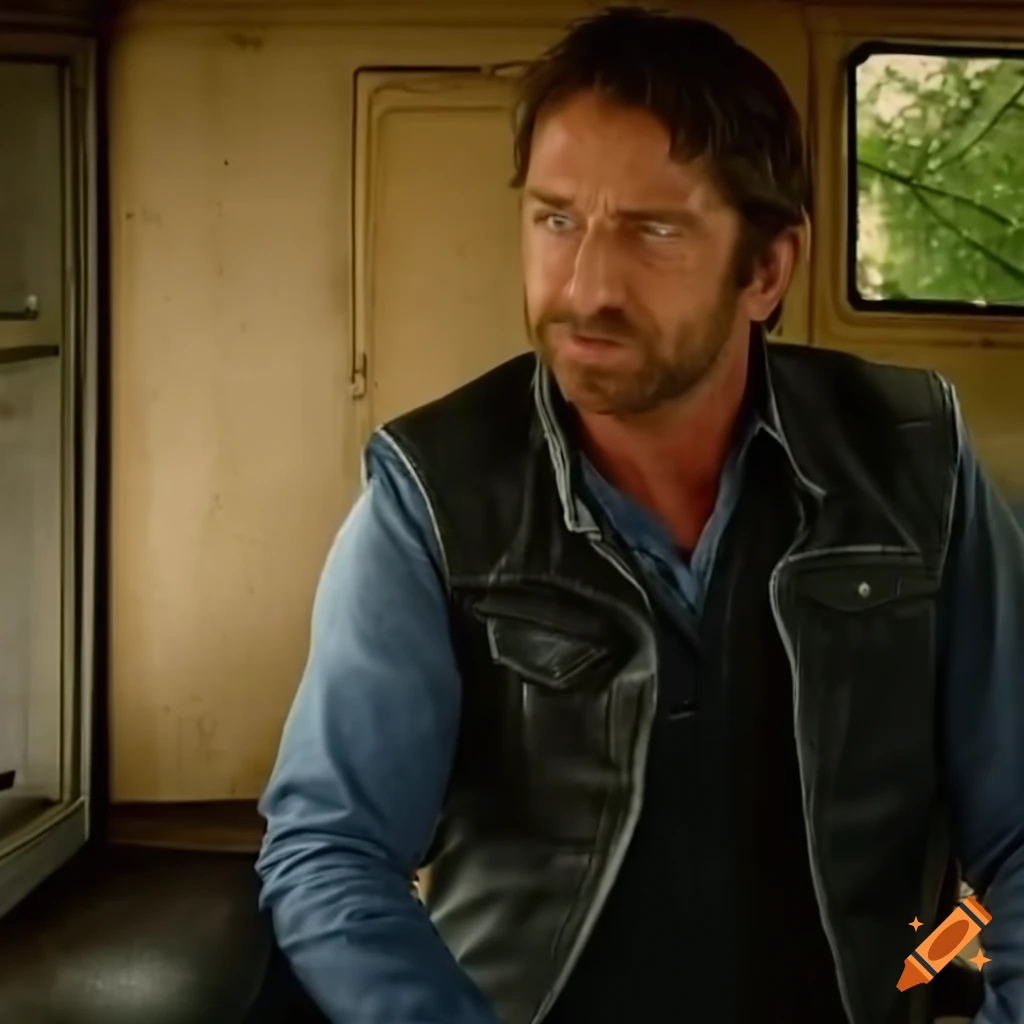 Portrait of a young British actor resembling Gerard Butler in outlaw ...