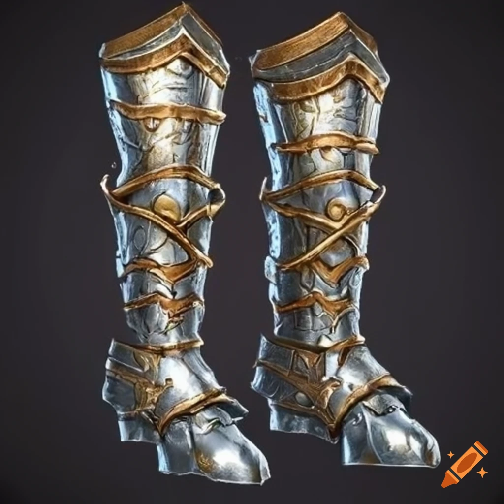 Adorned mithril plated knight magic boots for rpg game on Craiyon