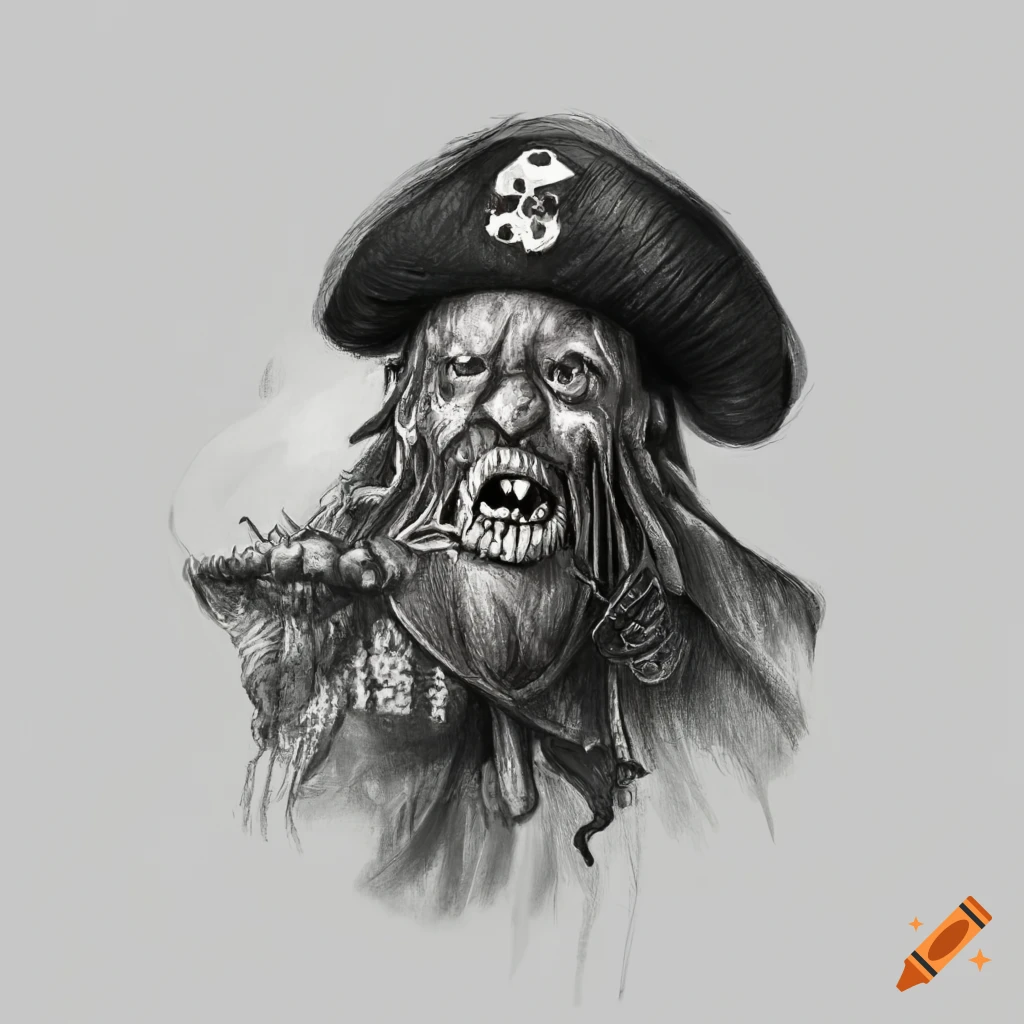 Old pirate with bad teeth and broken ship part on Craiyon