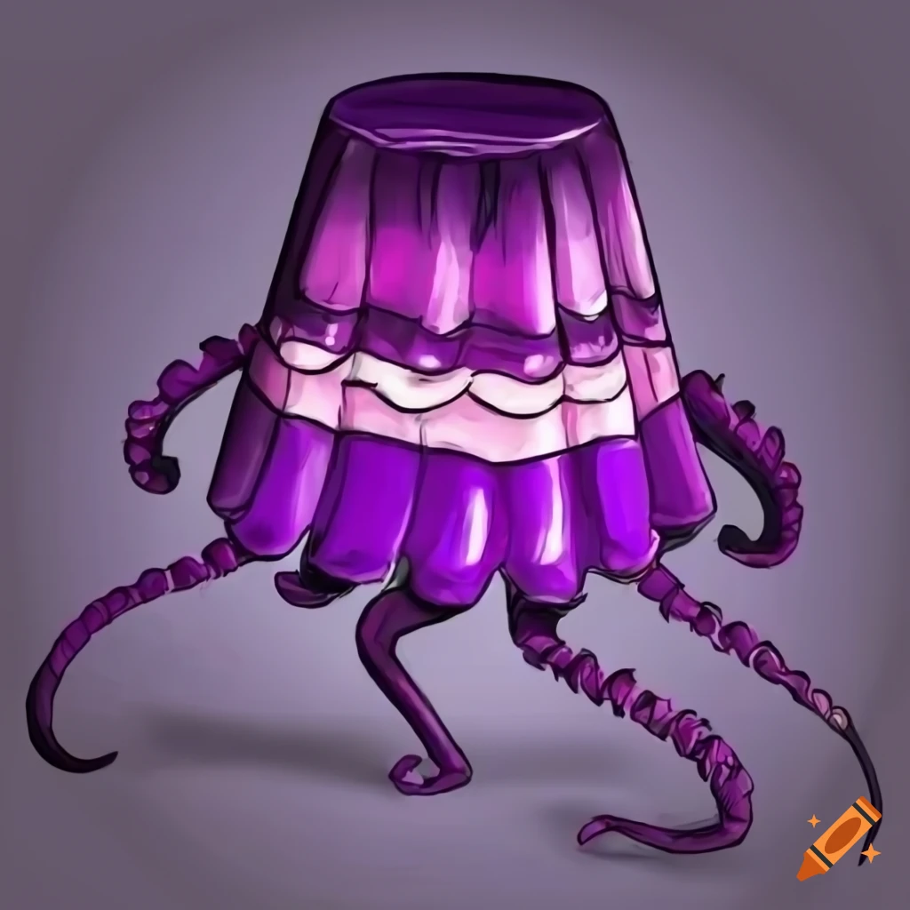 Purple jello man with tentacle arms and legs in anime style on Craiyon