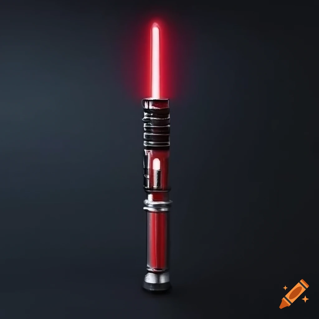 Detailed Sith lightsaber hilt in black and red colors on Craiyon