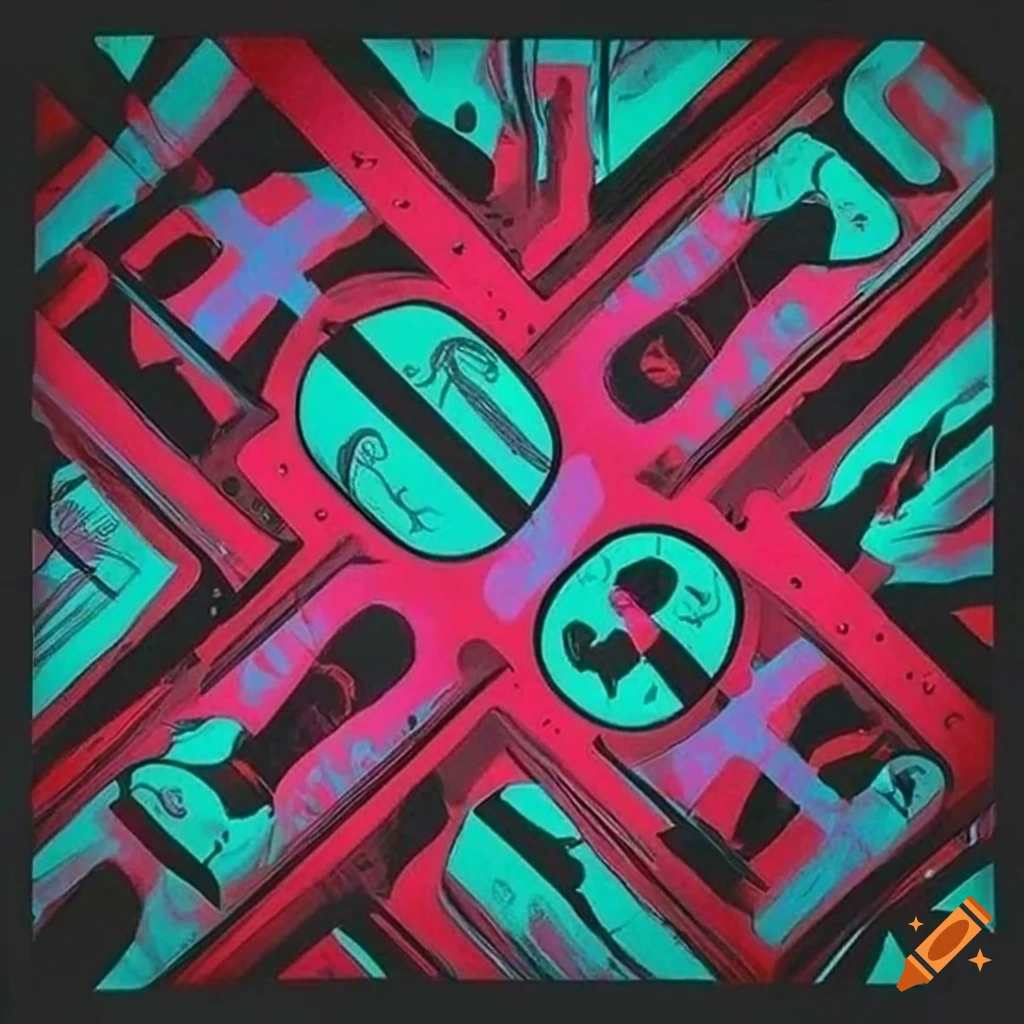 Vibrant and colorful album cover design with guitar and rap aesthetic ...