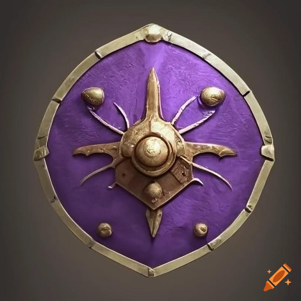 Large purple dwarven expanding shield on Craiyon