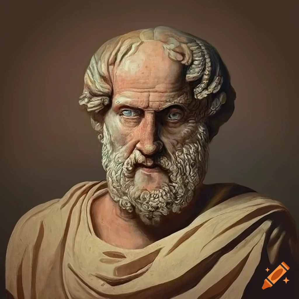 Deep portraits of ancient philosophers in an intricate setting on Craiyon