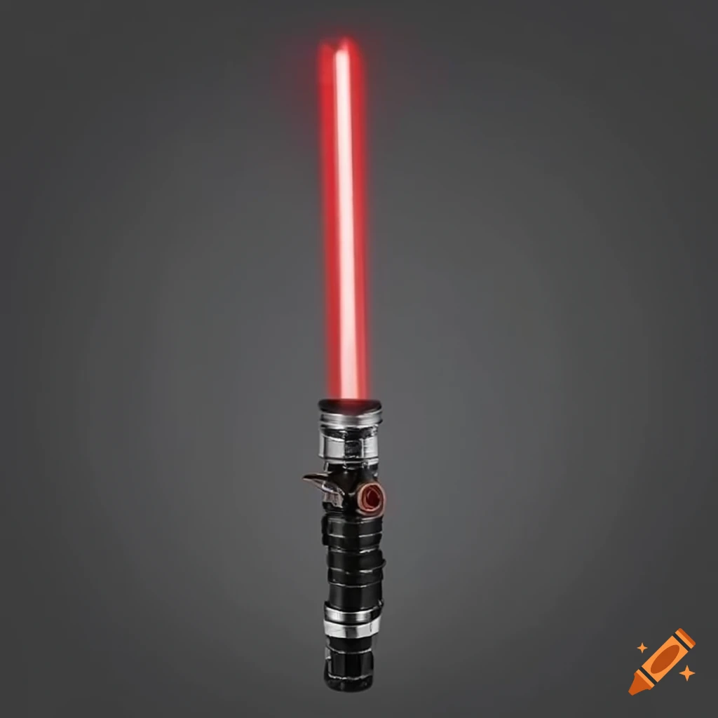 Detailed Sith Lightsaber hilt in black and red colors on Craiyon