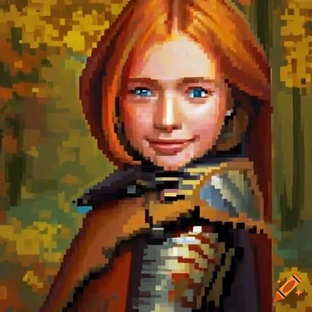 Pixel art oil painting portrait of a smiling russian jrpg princess ...