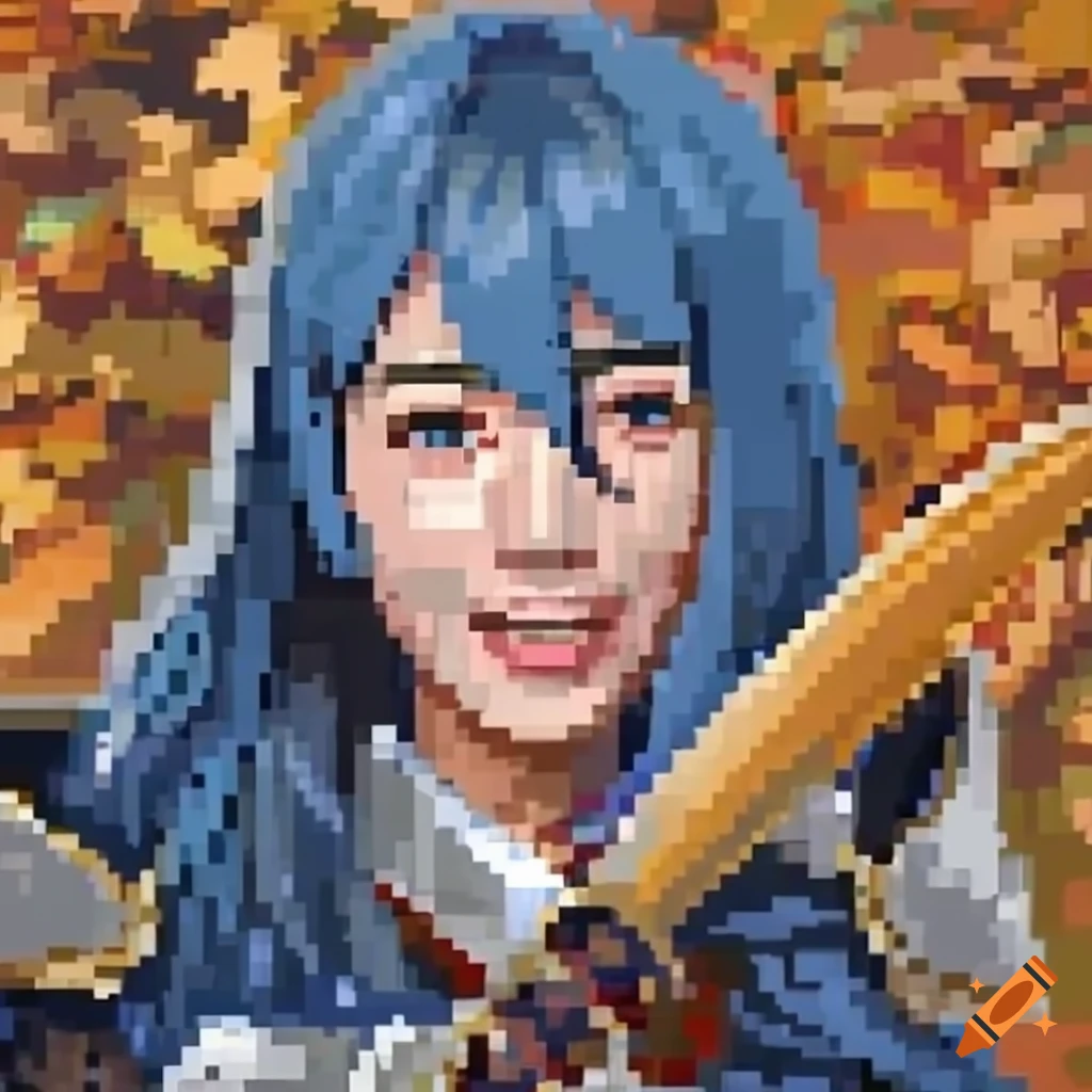 Pixel art hyperrealism oil painting of a smiling Korean idol Lucina in ...