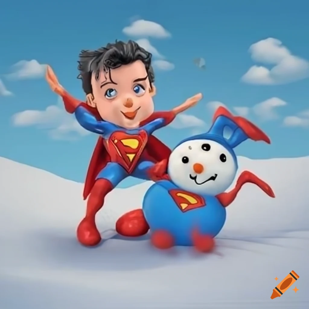 Snowman with superman and easter bunny on Craiyon