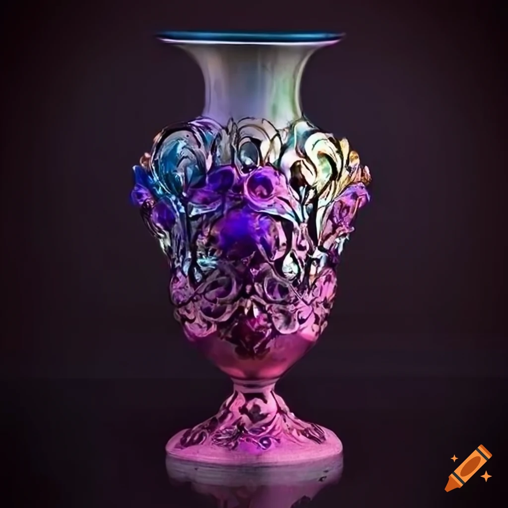 Super sharp high definition image of colorful ornate vase with ...