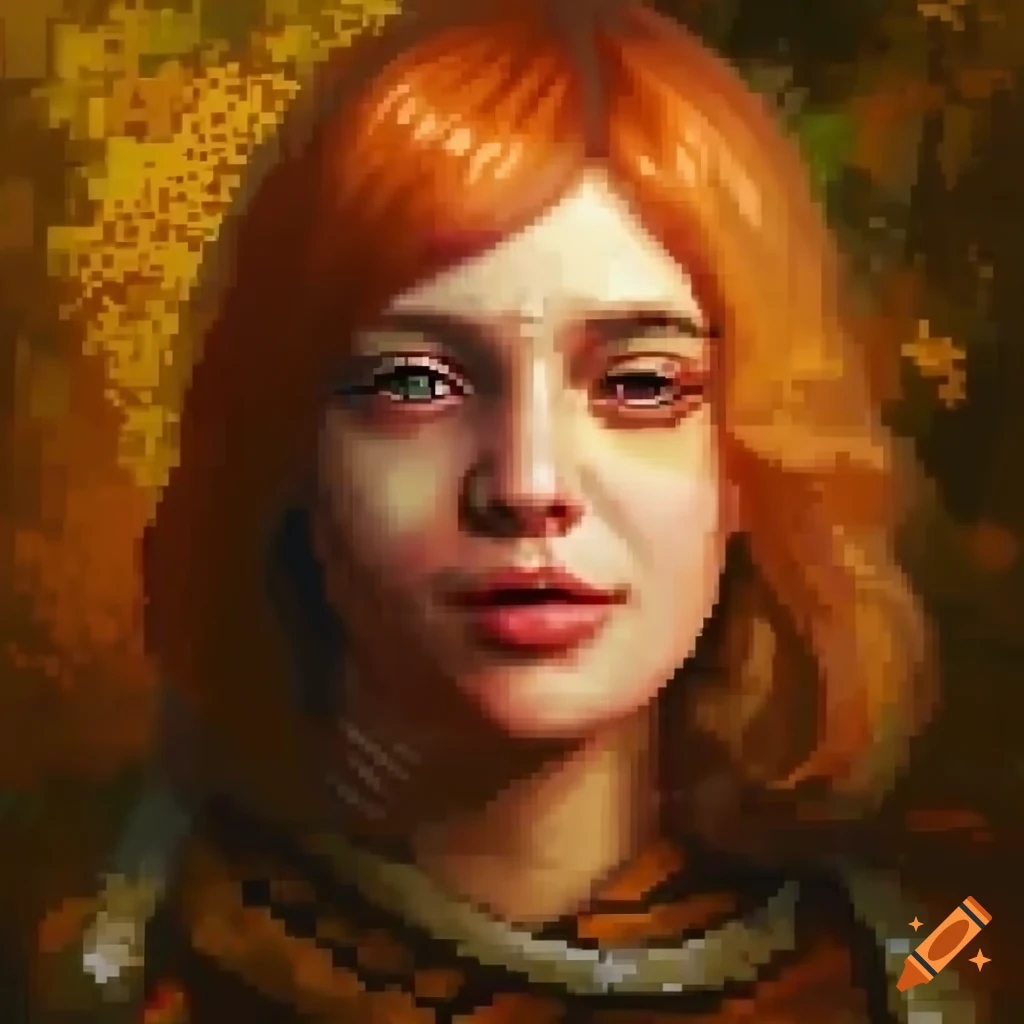 Pixel art hyper-realistic portrait of a smiling russian jrpg heroine ...