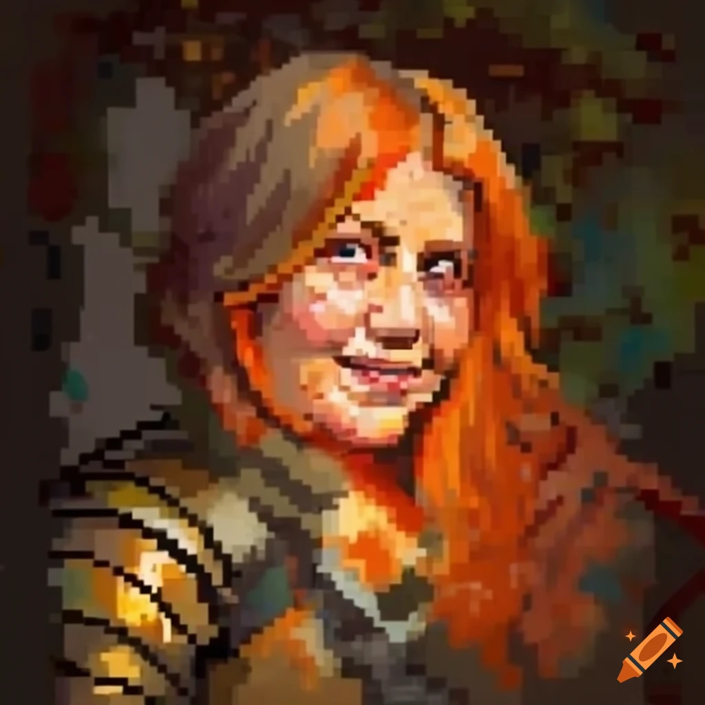 Pixelart portrait of a russian jrpg heroine with wolf pelt armor in an ...
