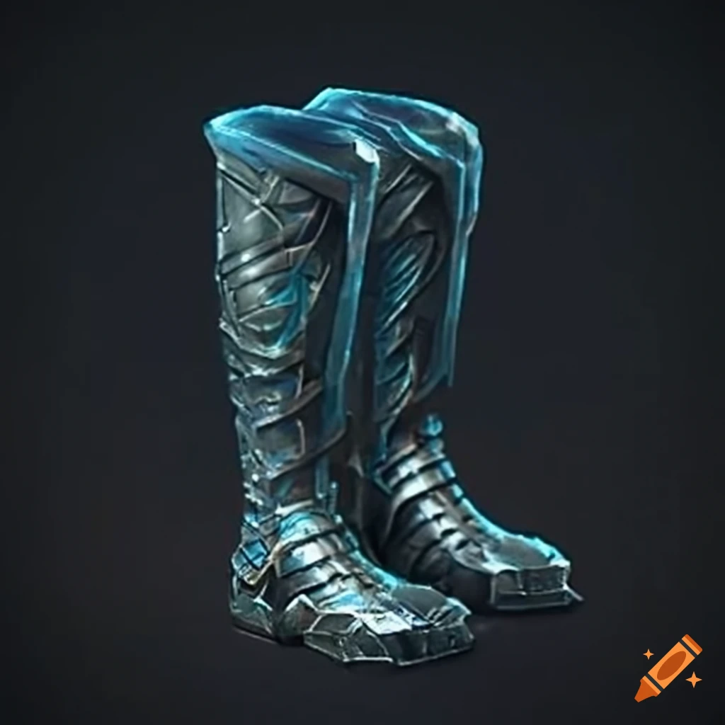 Legendry enchanted mithril boots for an rpg knight's armor ensemble on ...