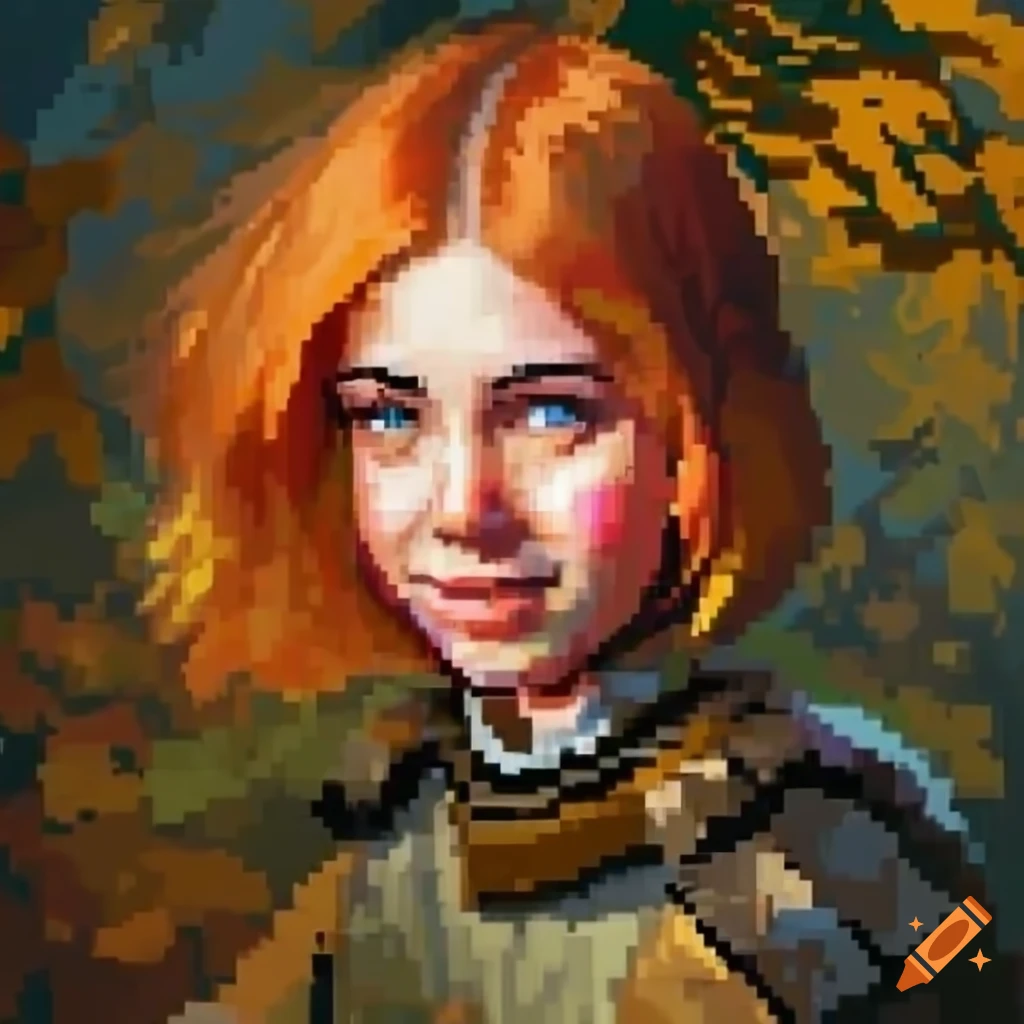 Pixelart hyperrealism oil painting portrait of a smiling russian jrpg ...