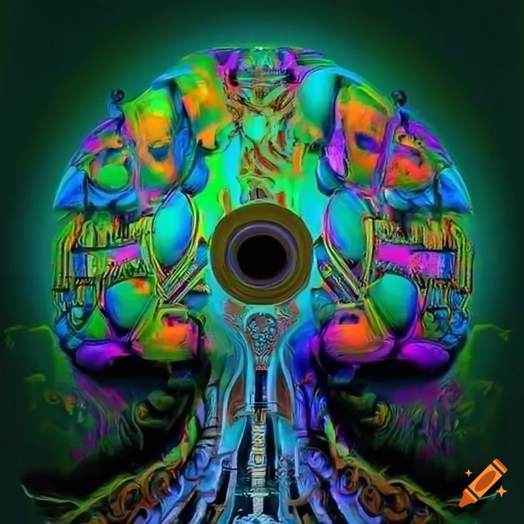 Psychedelic alien tree in tube art style with detailed technical ...