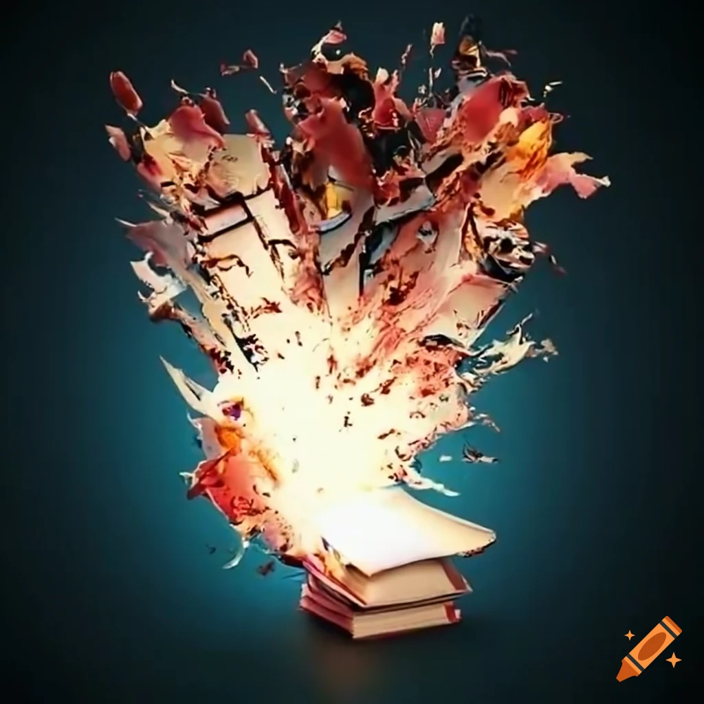 Exploding books concept on Craiyon
