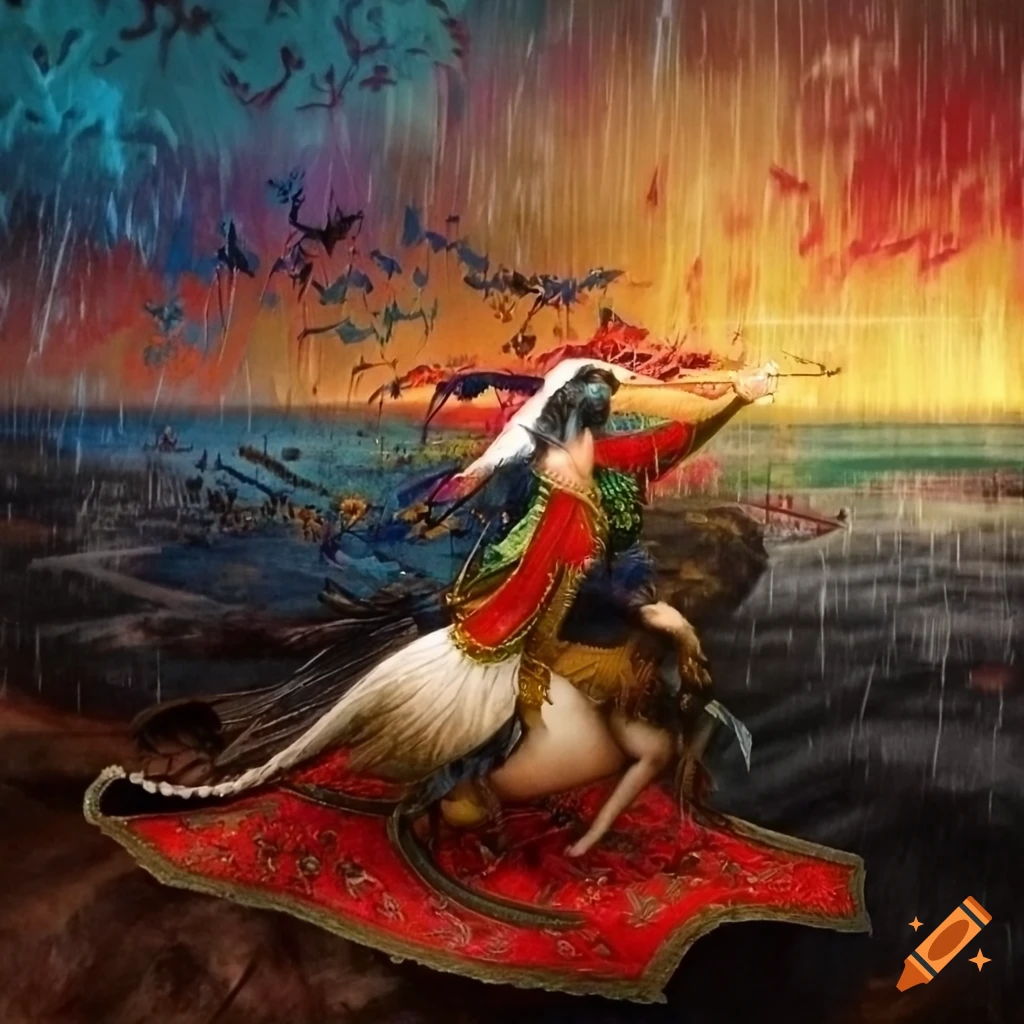 Aladdin on a flying carpet in a sensual Gum Bichromate Fine Art style ...