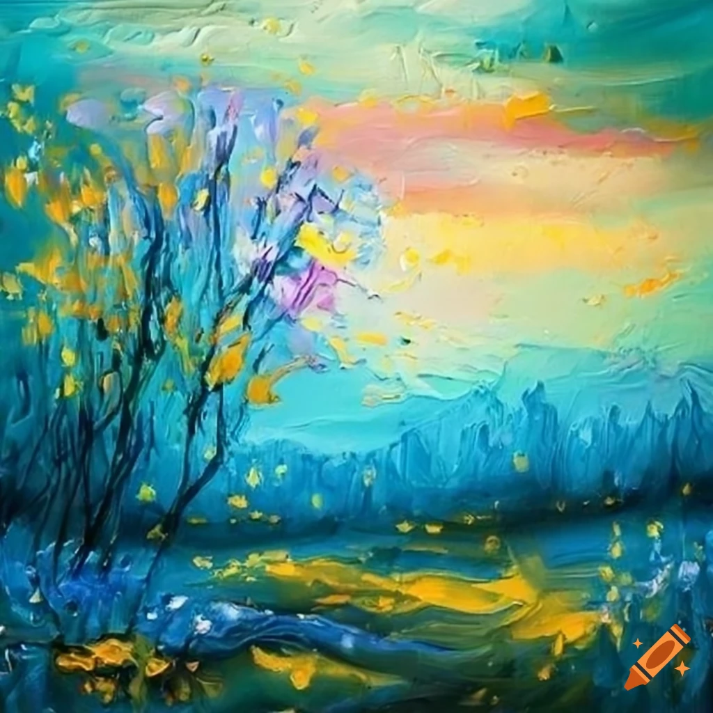 Wildflower landscape in abstract oil paint style on Craiyon