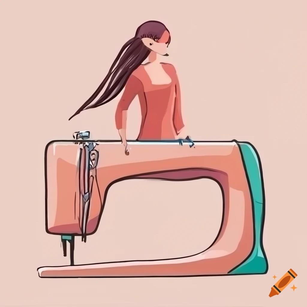 Garment maker sewing clothes in a simple vector drawing on Craiyon