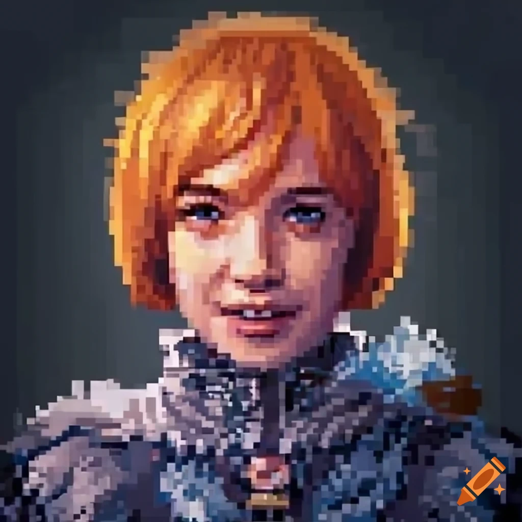 Pixel art portrait of jrpg heroine with ice magic in alchemic ...