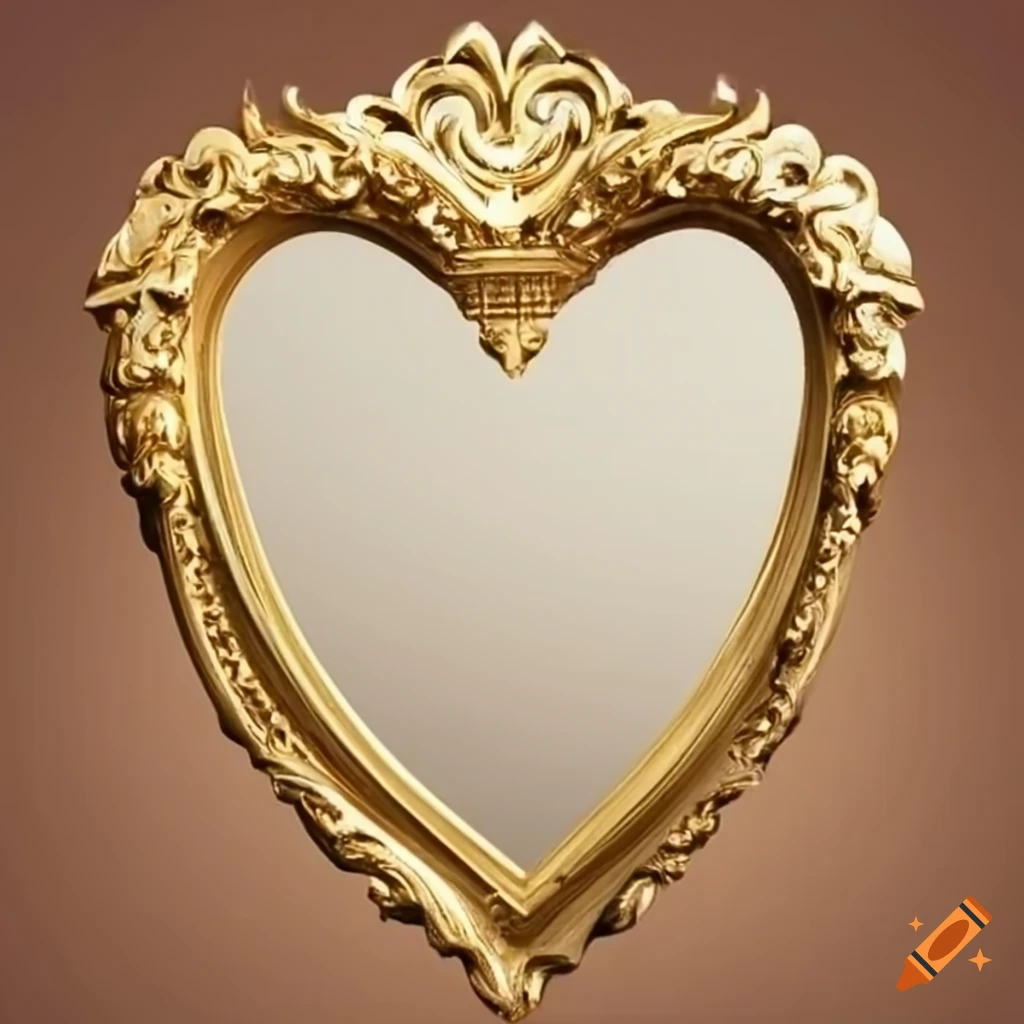 Gold vintage heart picture frame with engraved details on Craiyon