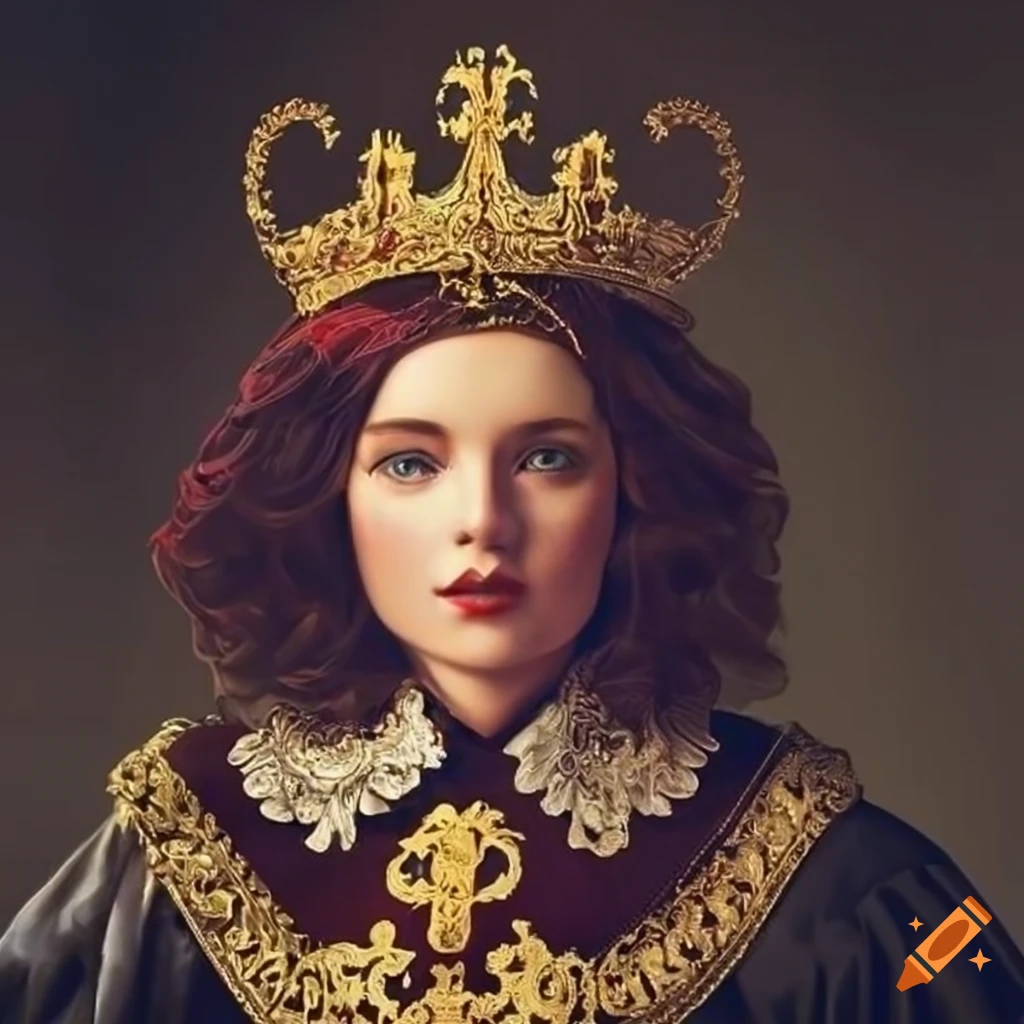 Parisian Regent adorned in full regalia with fleur-de-lis motifs on Craiyon