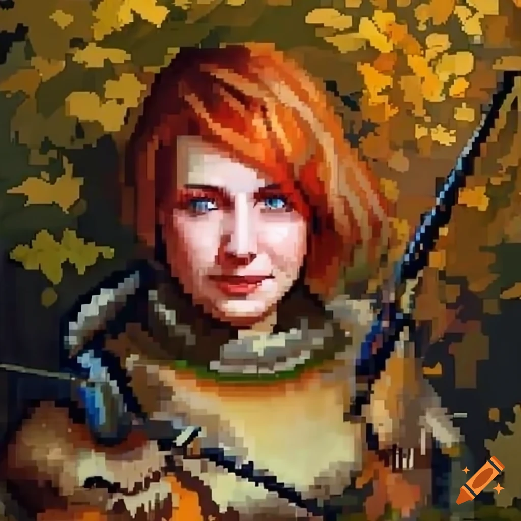 Portrait of a smiling russian jrpg heroine with wolf pelt armor honing ...