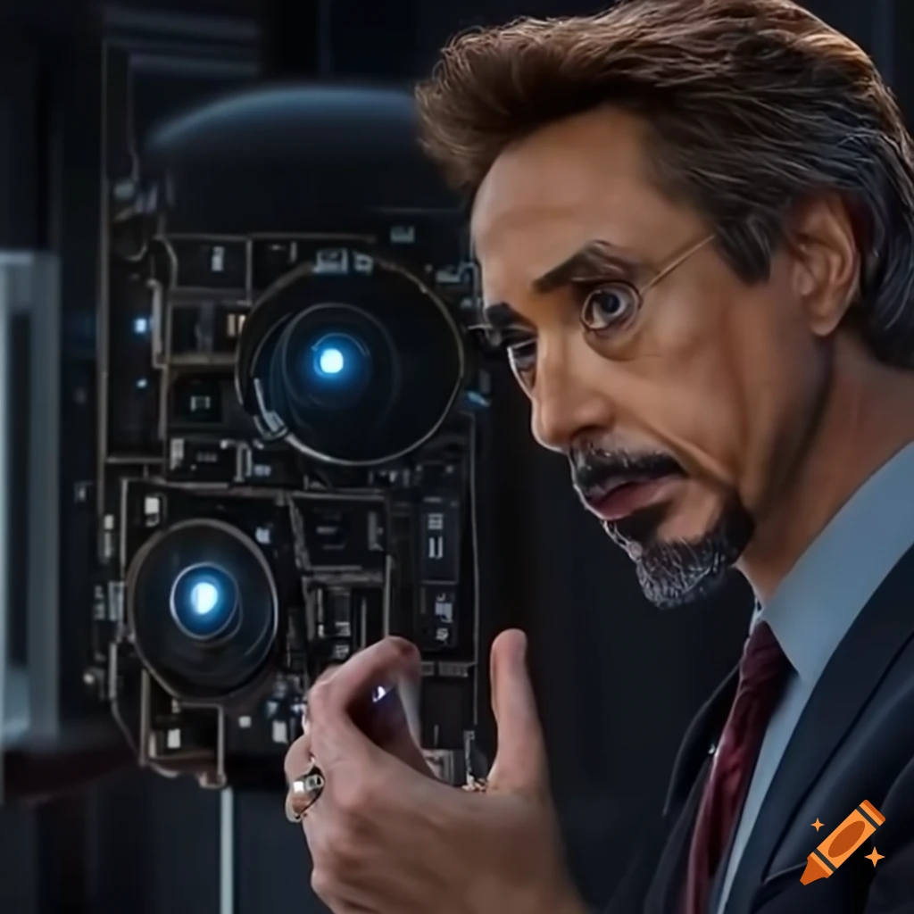 Jarvis interacting with Tony Stark in a high-tech lab showcasing speech ...
