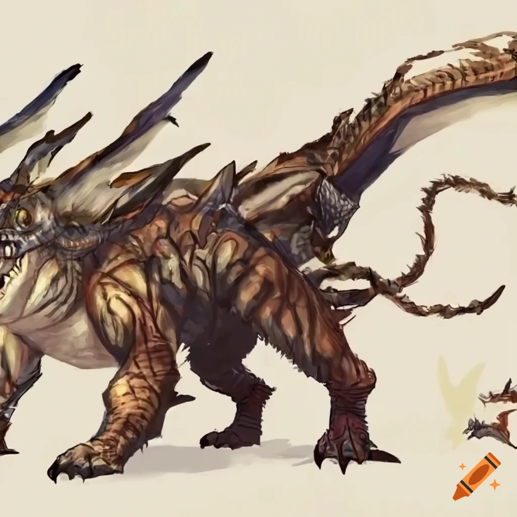 Tiger-dragon hybrid beast concept art for monster hunter on Craiyon