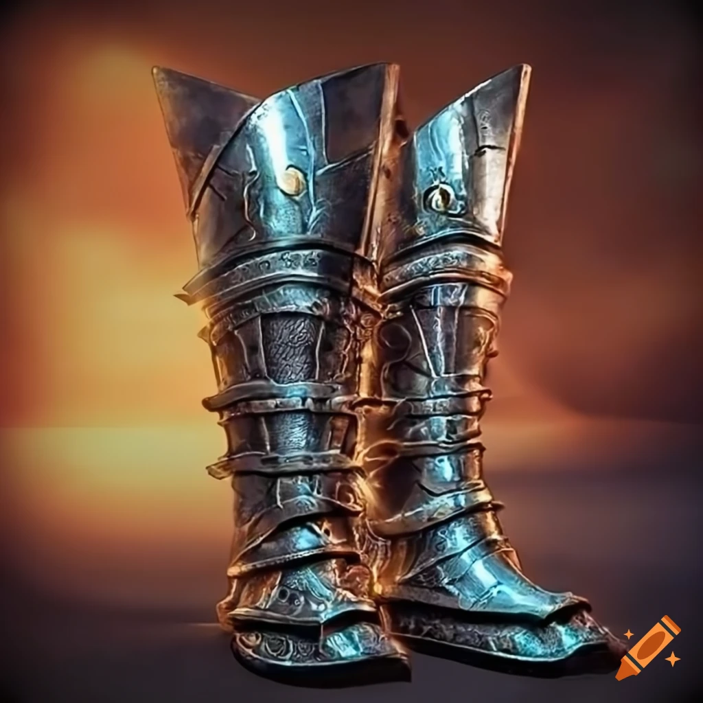 Adorned mithril plated knight boots for rpg game inventory on Craiyon